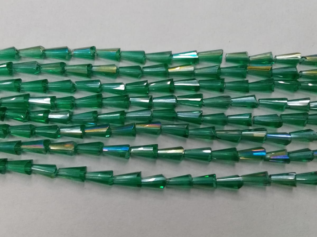Green Conical Crystal Glass Beads(8*6mm)