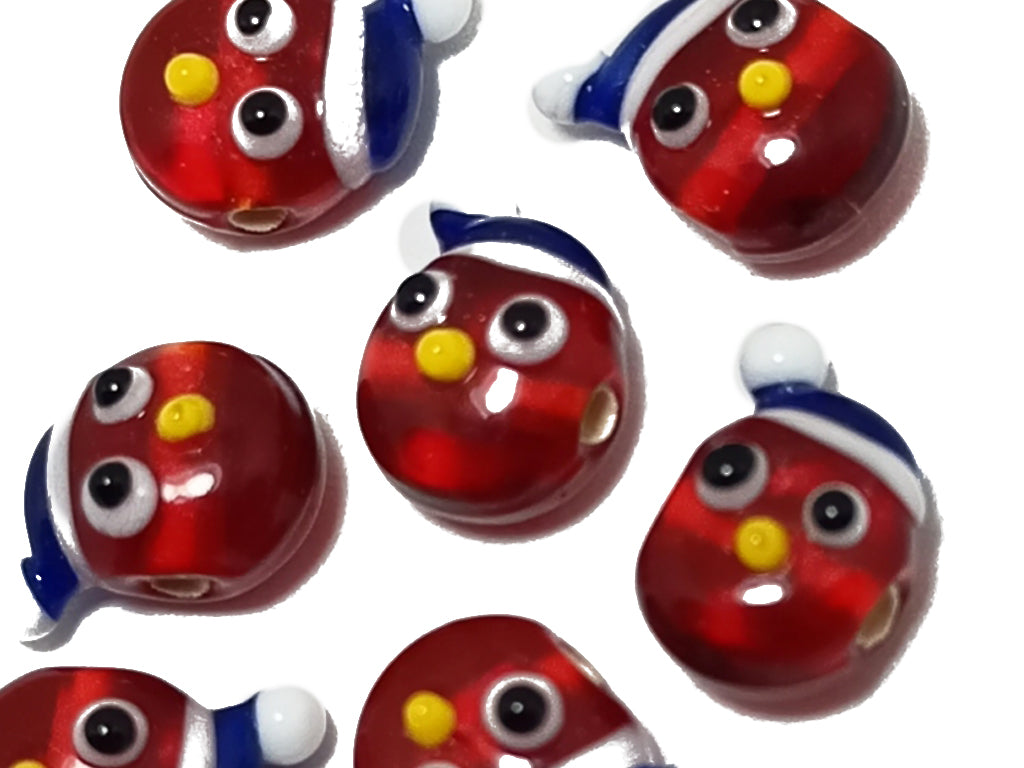Dark Red & Blue Cartoon Designer Glass Beads