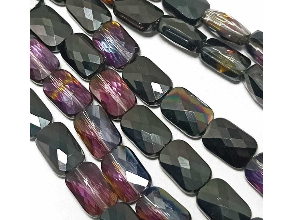 Black Rainbow Rectangular Faceted Crystal Beads