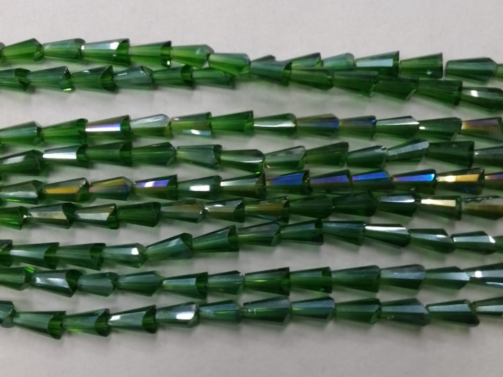 Deep Green Conical Crystal Glass Beads(8*6mm)