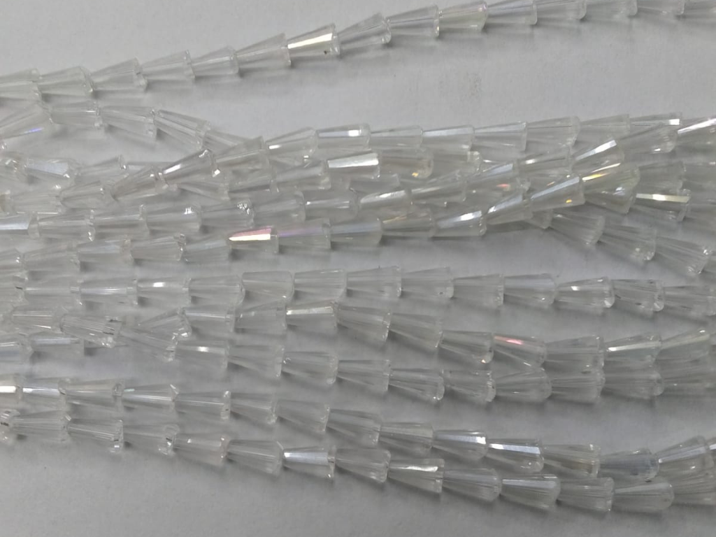 White Conical Crystal Glass Beads(4*6mm)