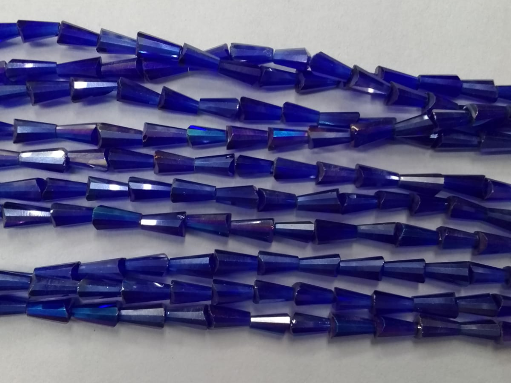 Deep Blue Conical Crystal Glass Beads(8*6mm)