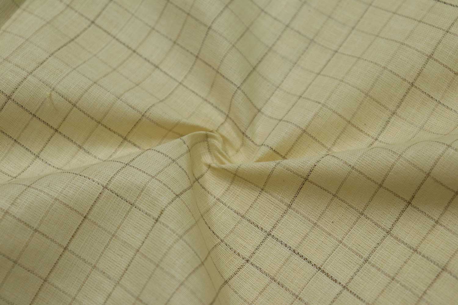 Precut of Cream Checks Cotton Handspun Fabric