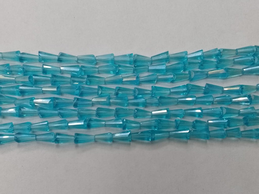 Sky Blue Conical Crystal Glass Beads(8*6mm)
