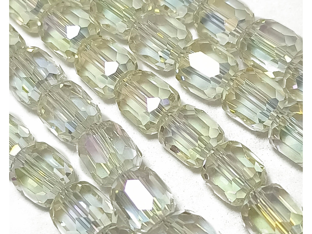 Off-White Transparent Faceted Cuboid Crystal Beads