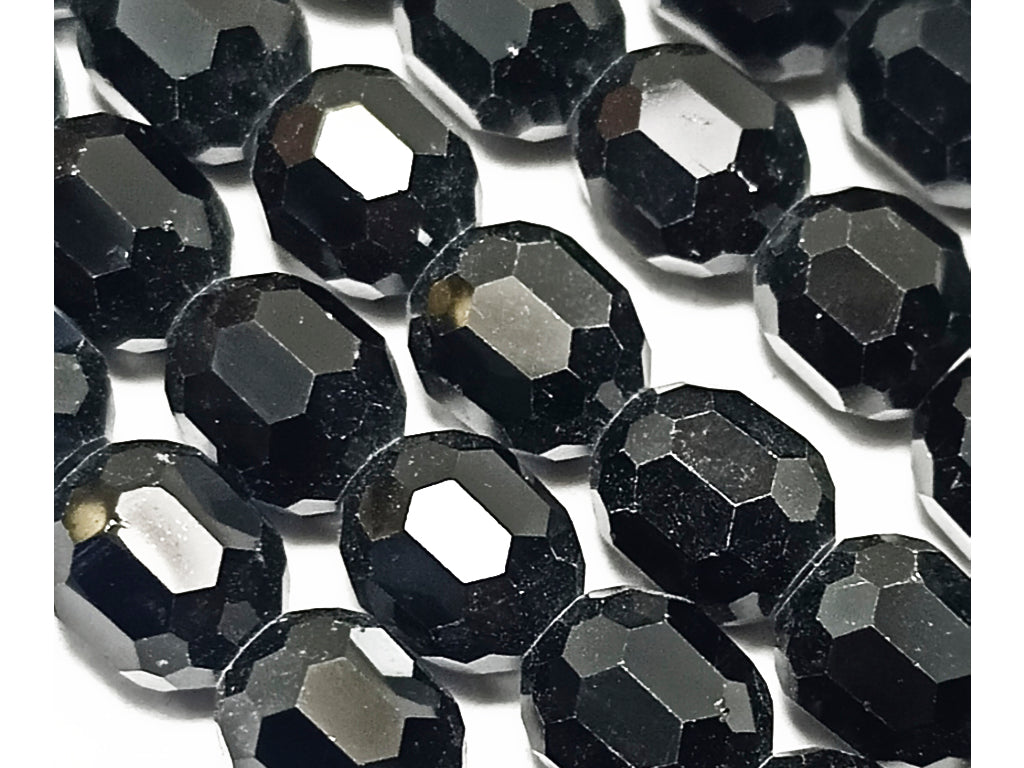 Black Faceted Cuboid Crystal Beads