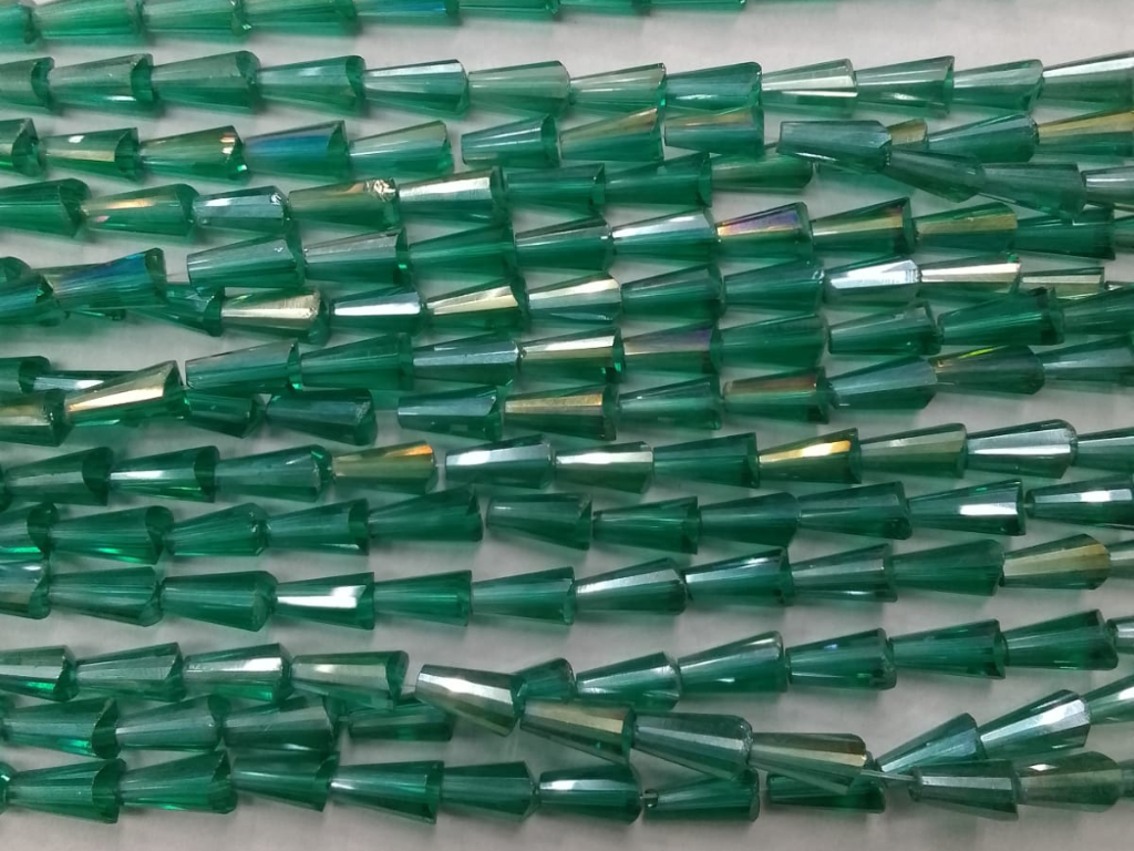 Green Conical Crystal Glass Beads(8*6mm)