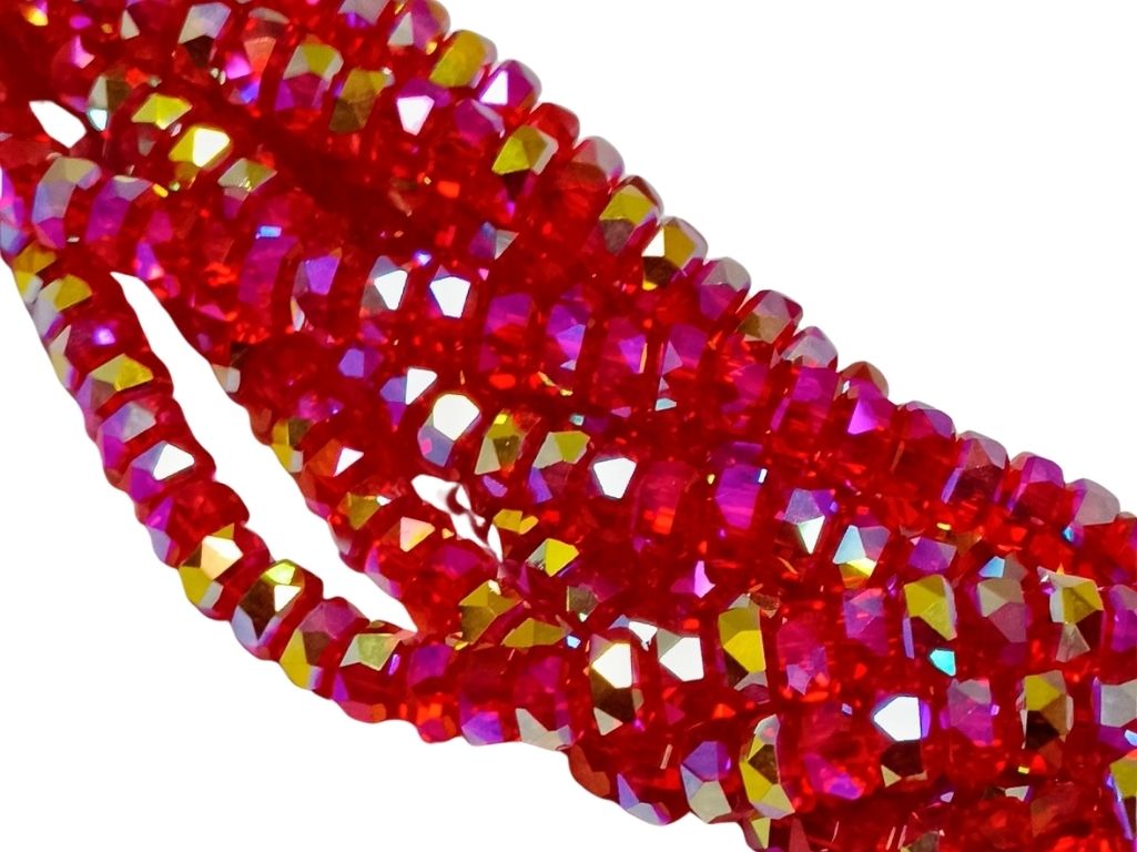 Blood Red Rainbow New Half Cut Crystal Beads