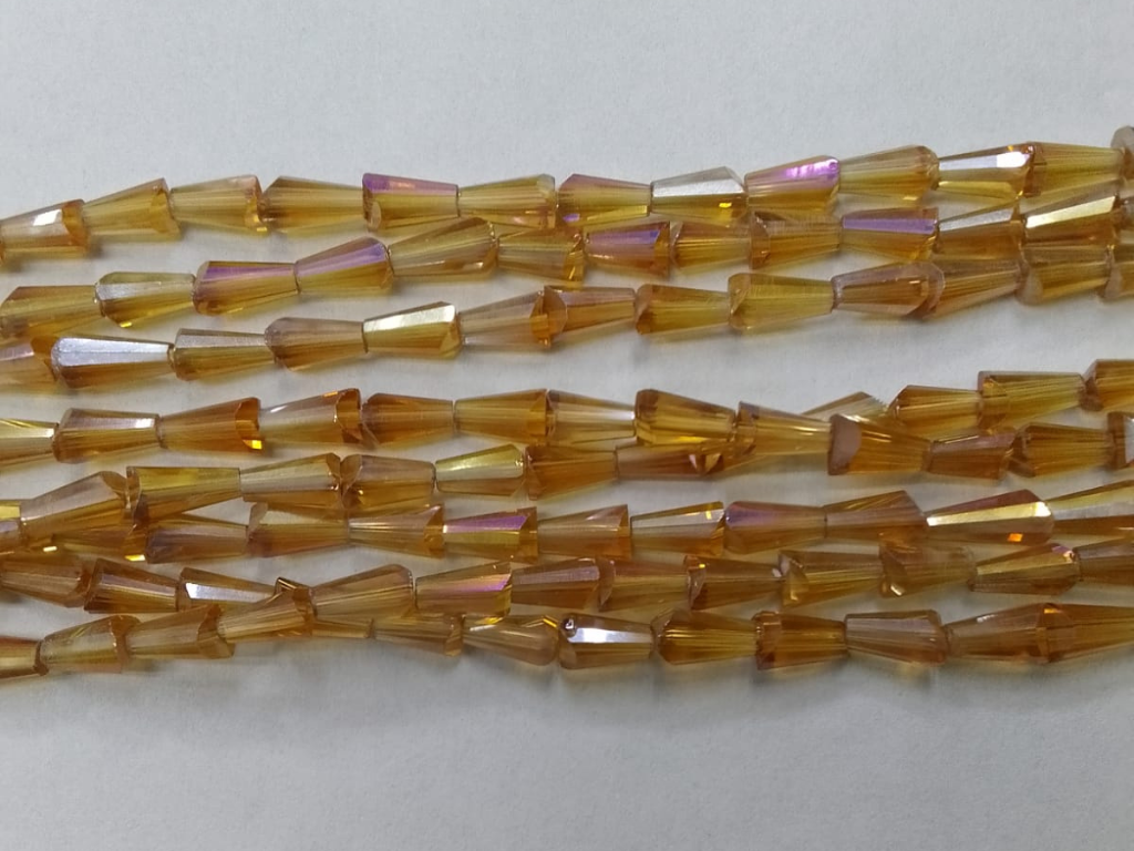 Pastel Brown Conical Crystal Glass Beads(8*6mm)