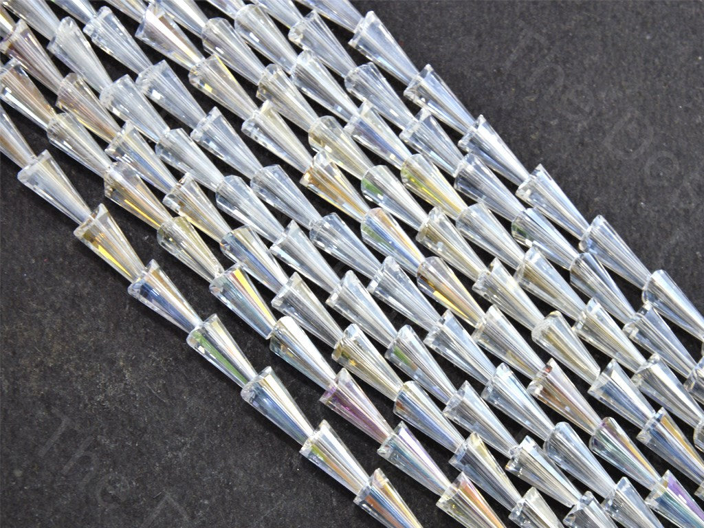 White Transparent Rainbow Conical Crystal Beads (Wholesale)