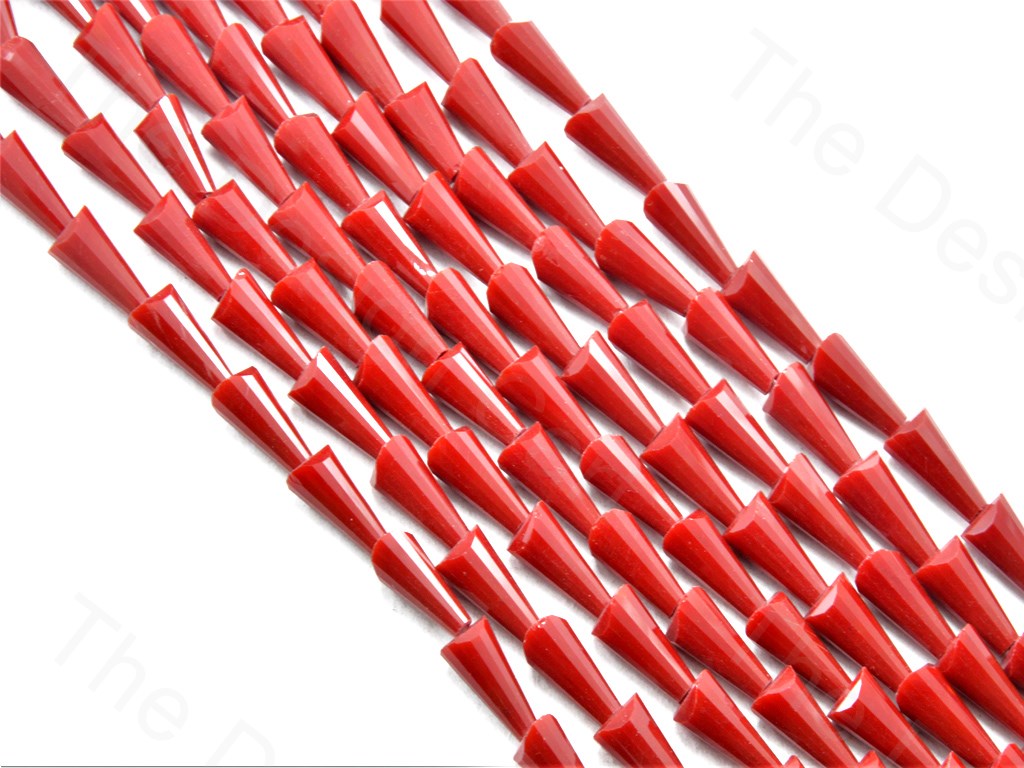 Dark Red Opaque Conical Crystal Beads (Wholesale)