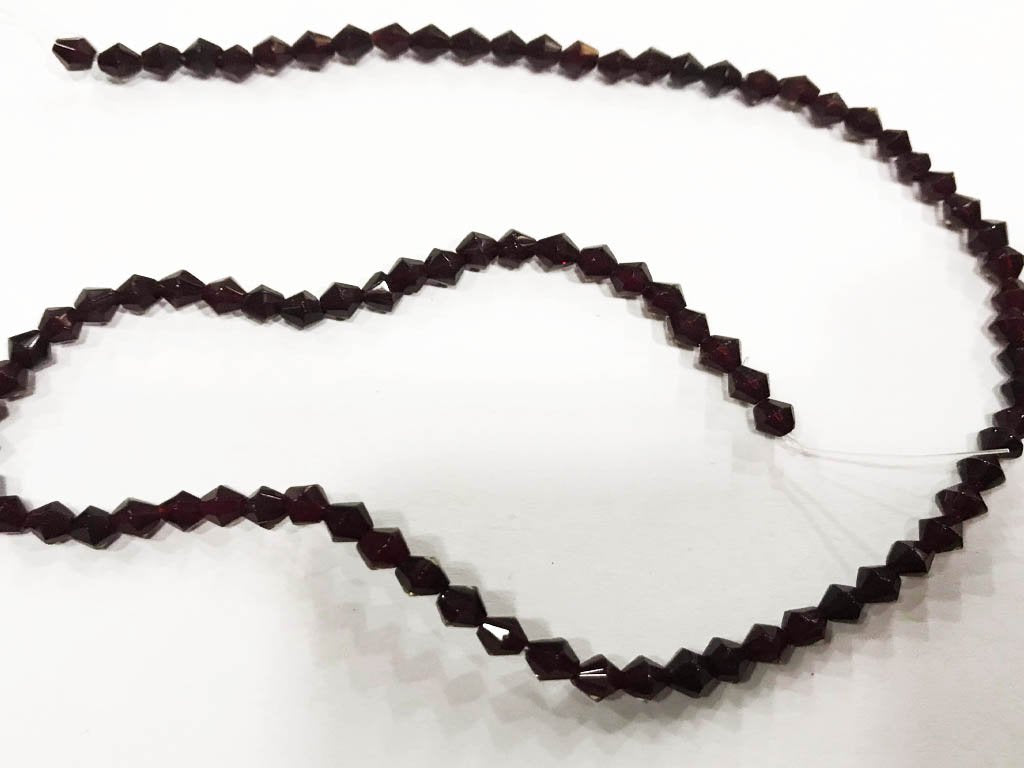 Deep Maroon New Cut/Cross Cut Bicone Crystal Beads (4 mm) (Wholesale)