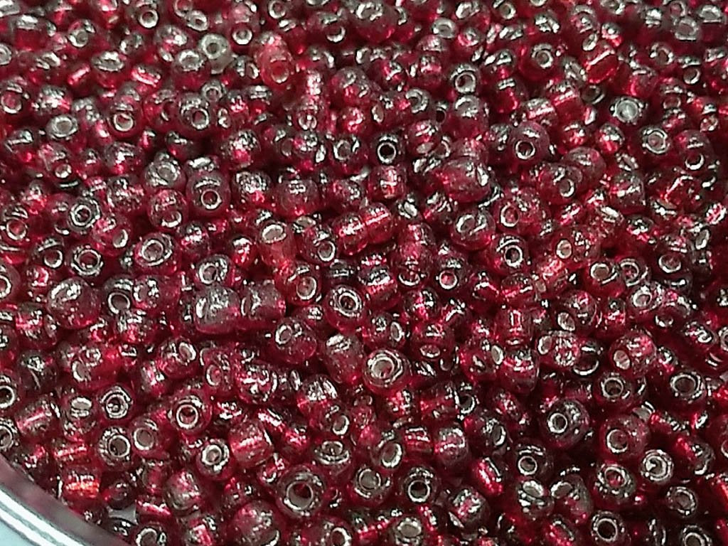 Dark Red Silverline Round Rocaille Glass Seed Beads (Wholesale)