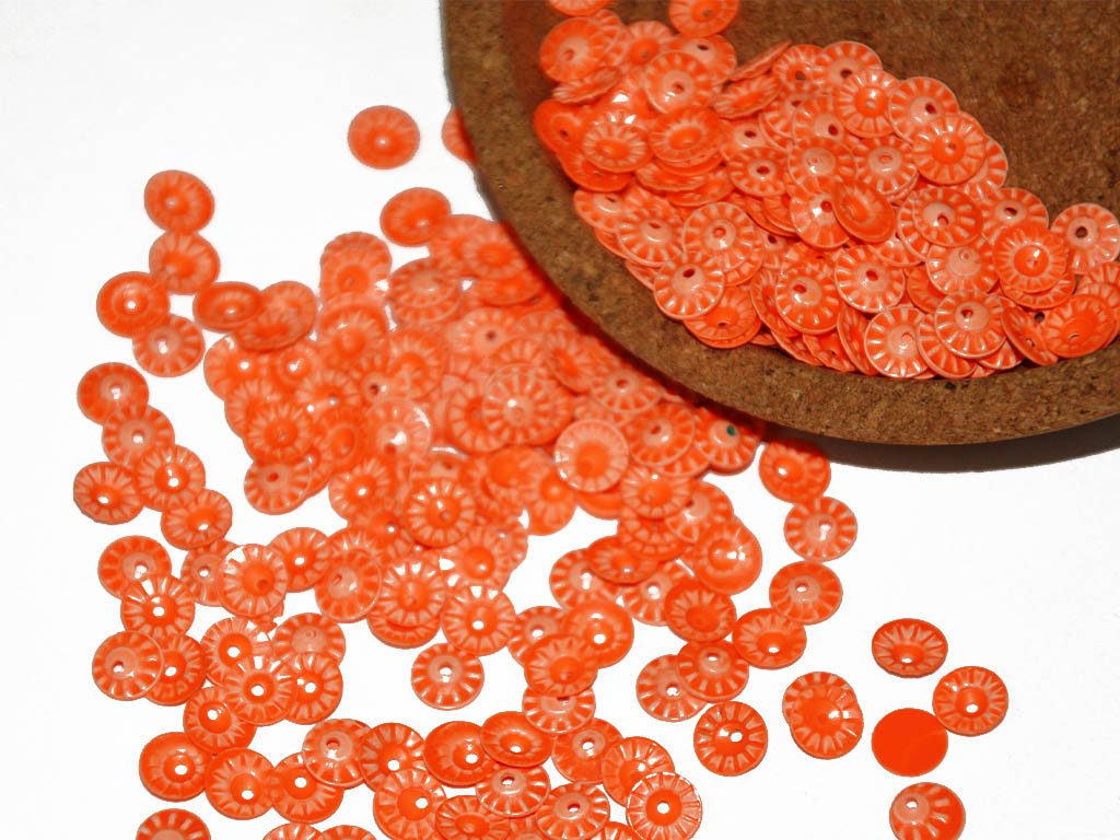 Orange Designer Circular 1 Hole Plastic Sequins(Wholesale)