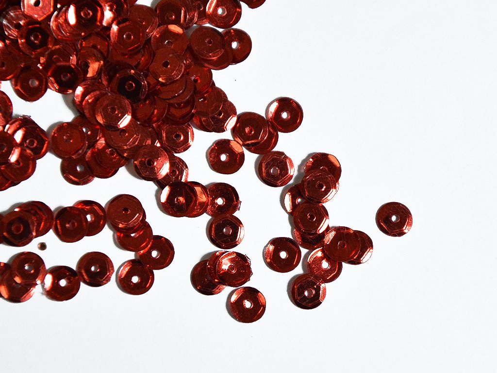 Red Metallic Round Circular Plastic Sequins(Wholesale)