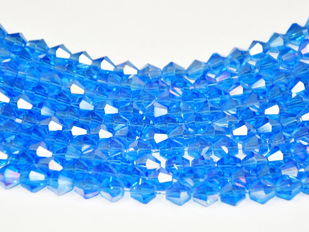 Sapphire Blue Rainbow Bicone Crystal Beads (Wholesale)