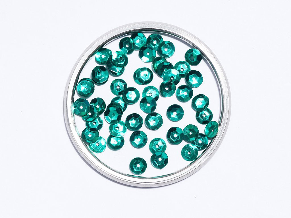 Sea Green Centre Hole Circular Flat Plastic Sequin- 8 mm(Wholesale)