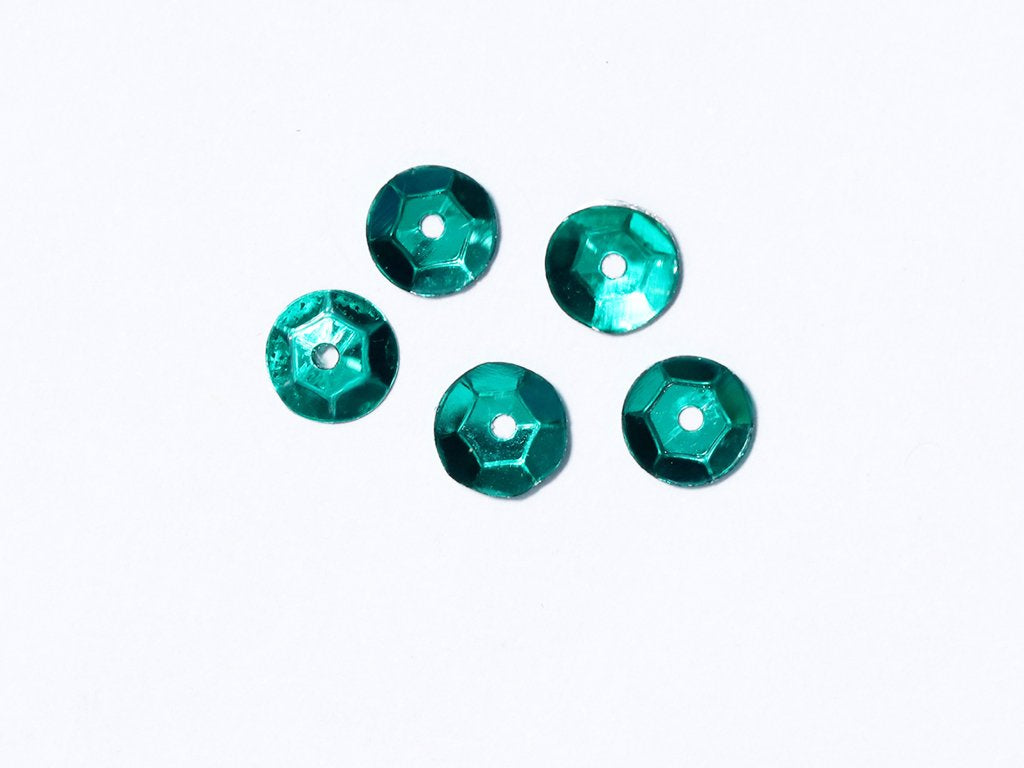 Sea Green Centre Hole Circular Flat Plastic Sequin- 8 mm(Wholesale)