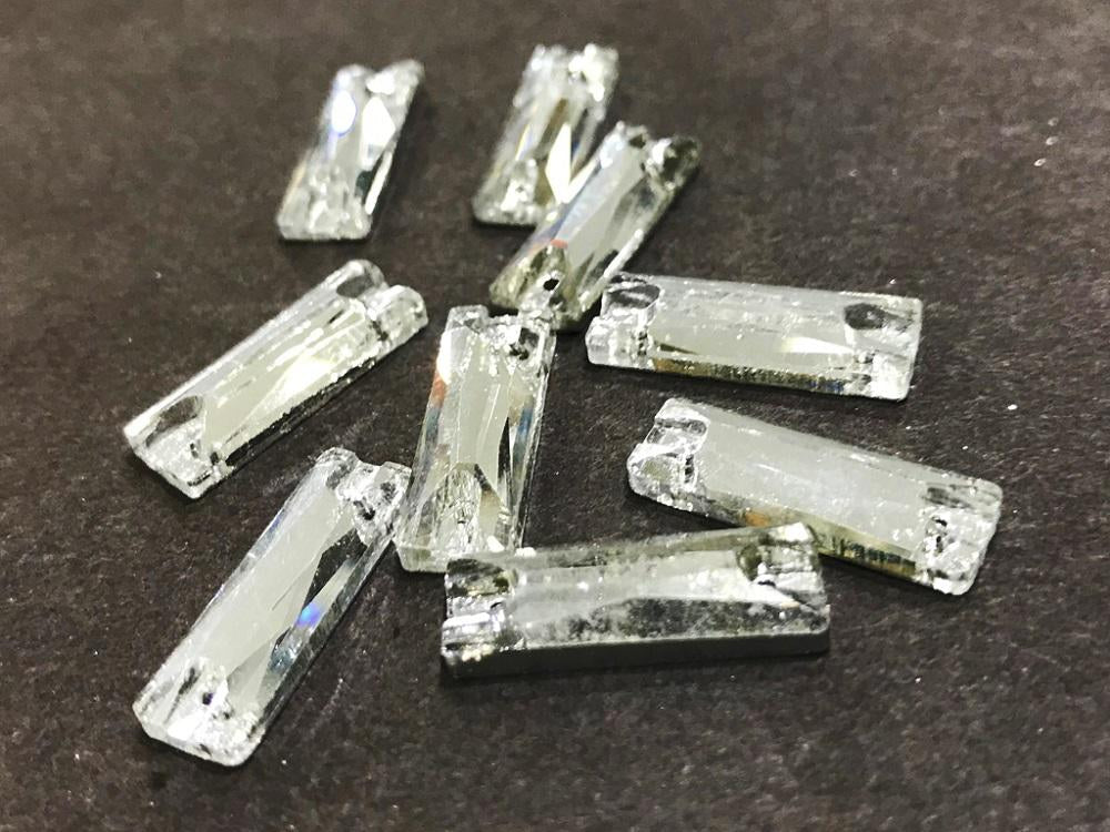 White Transparent Rectangular Glass Stones (21x7 mm) (Wholesale)