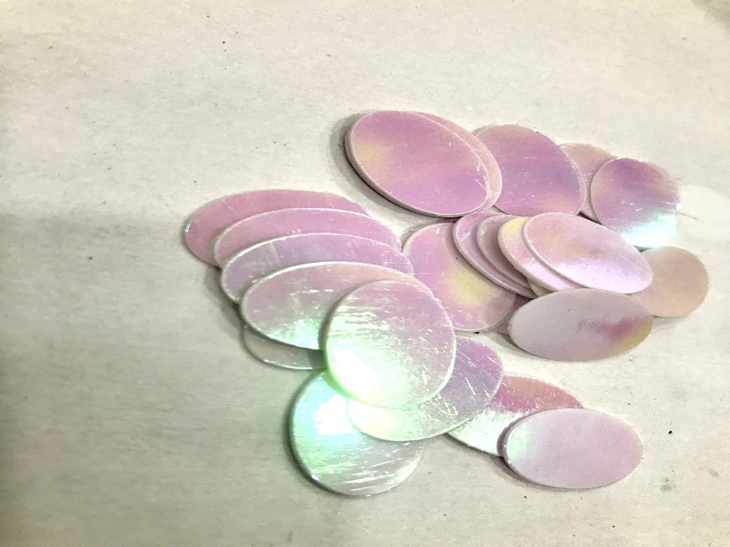 White Rainbow Oval Plastic Sequins Without Hole (18x13 mm)(Wholesale)