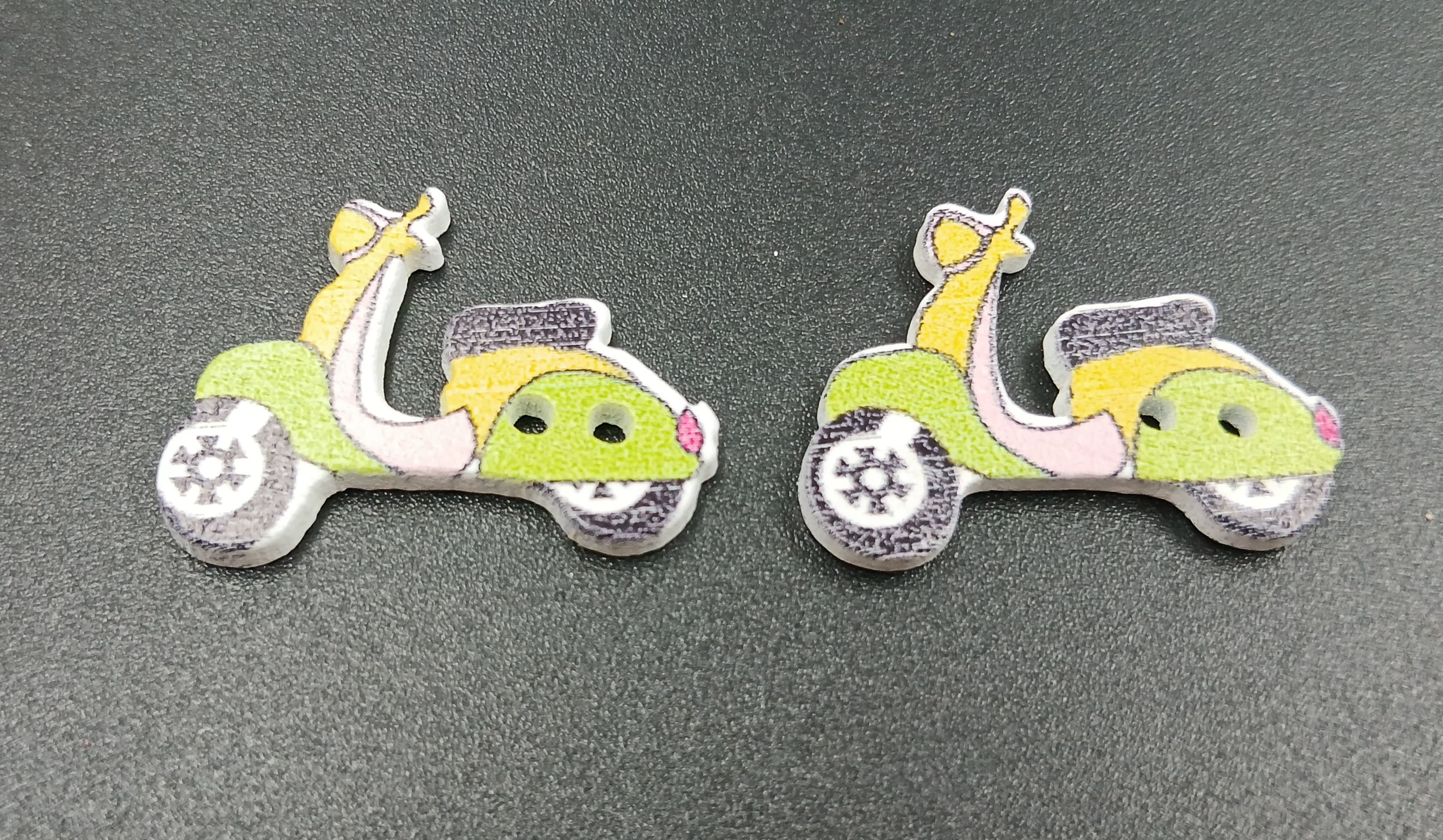Multi Colour Scooter 2 Hole Wooden Buttons