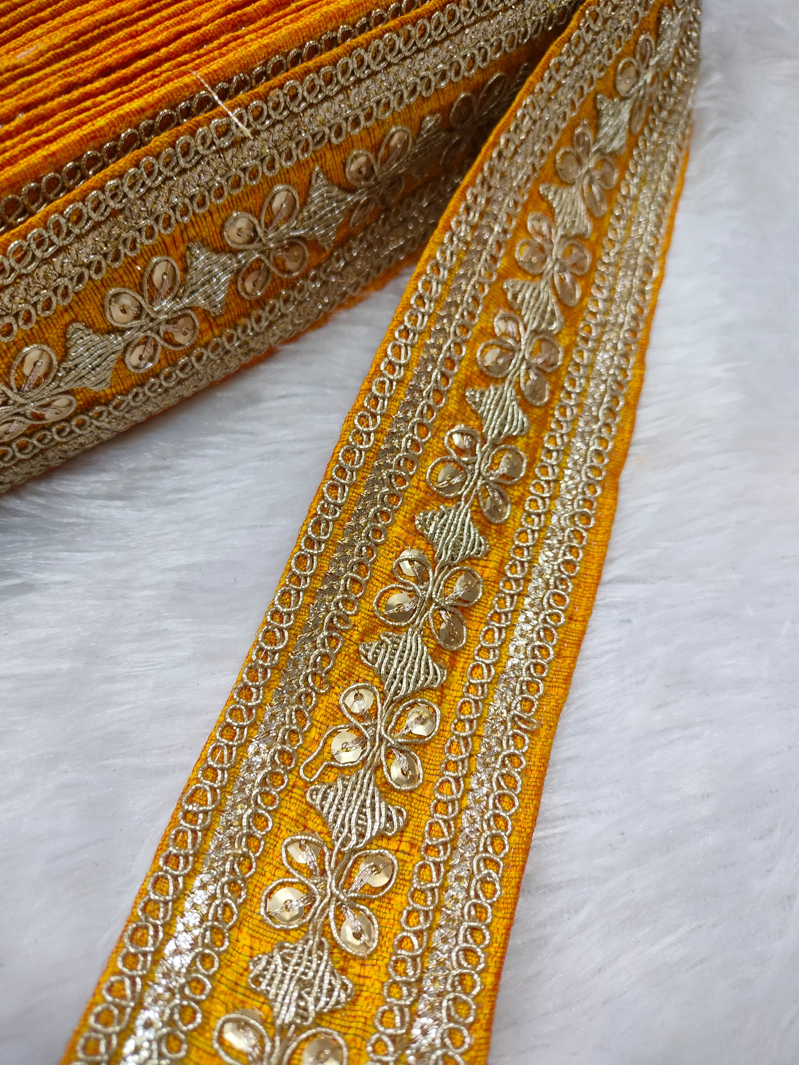 Yellow & Golden Fancy Embellished Trim