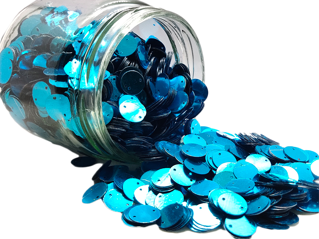 Metallic Blue Circular 2 Hole Plastic Sequins(Wholesale)