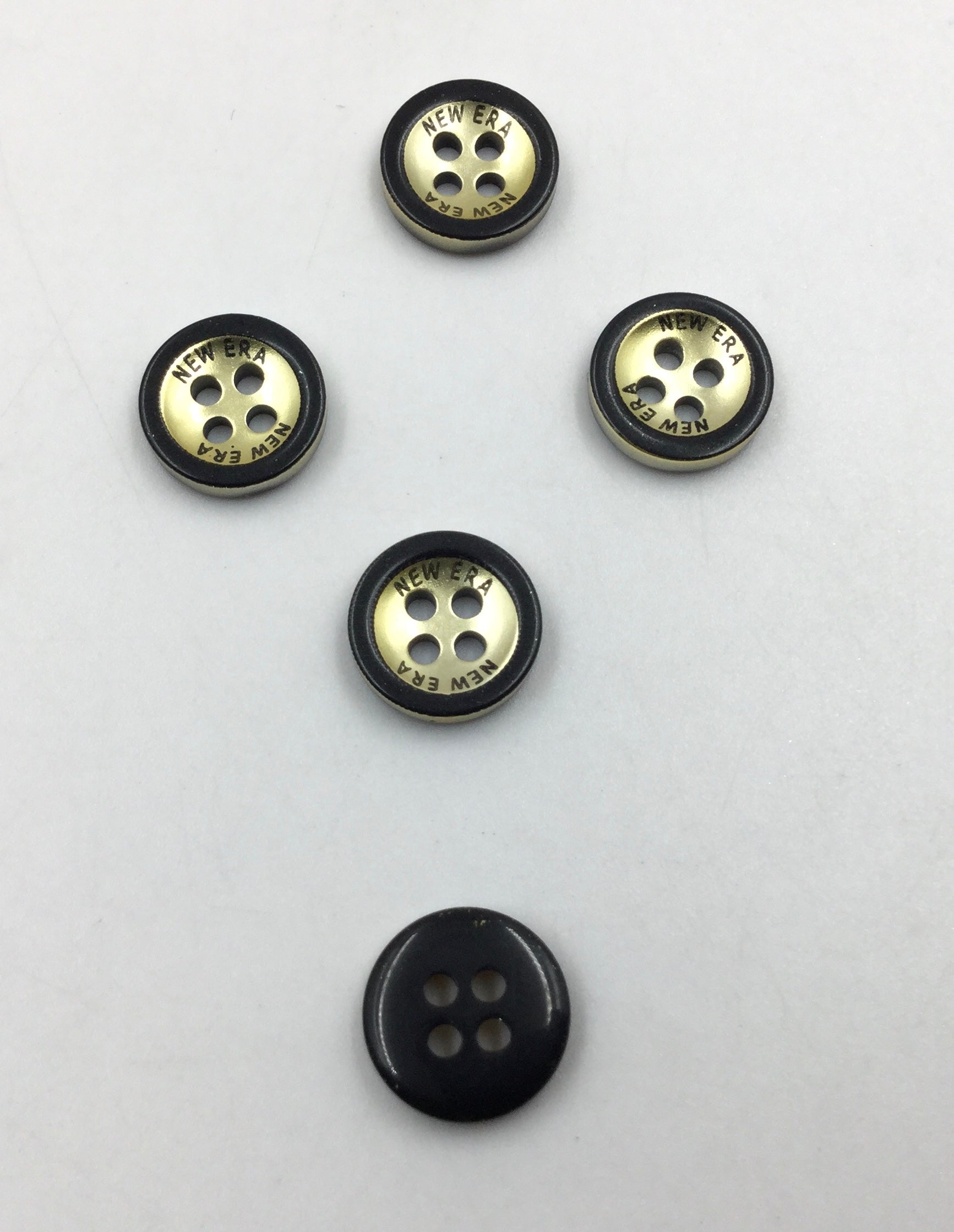 Black & Golden Circular 4 Hole Plastic Buttons