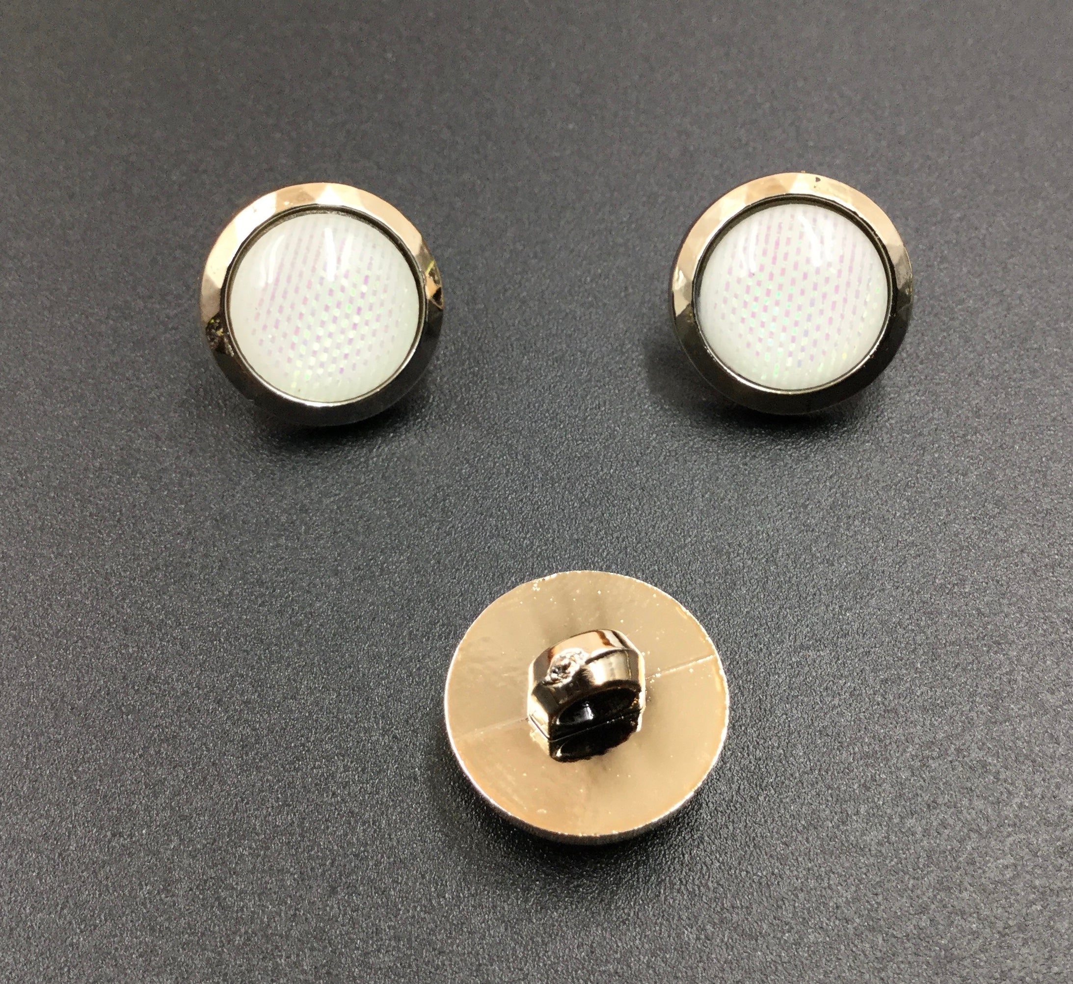 Golden & White Round Plastic Buttons