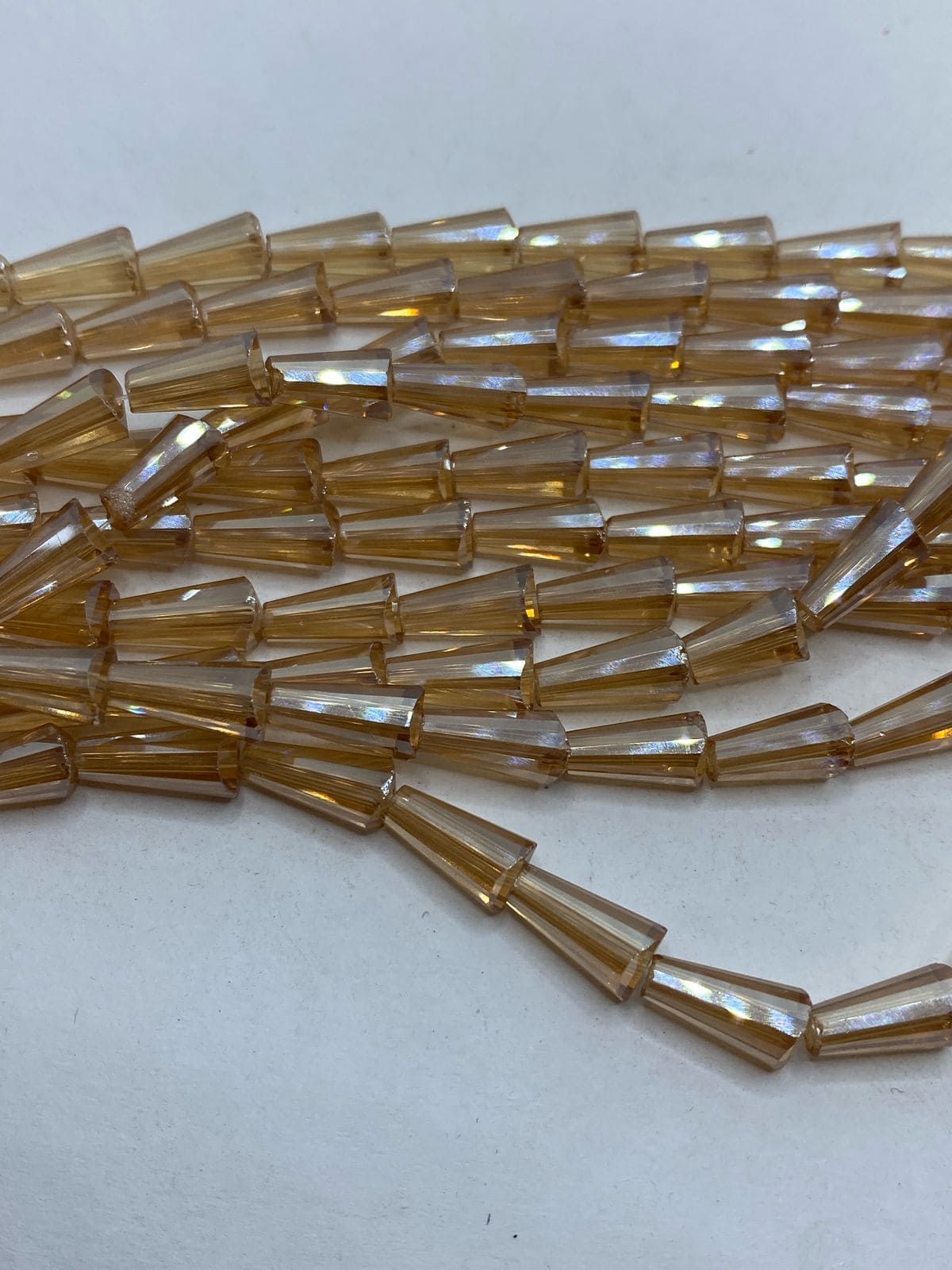 Gold Transparent Conical Crystal Glass Beads
