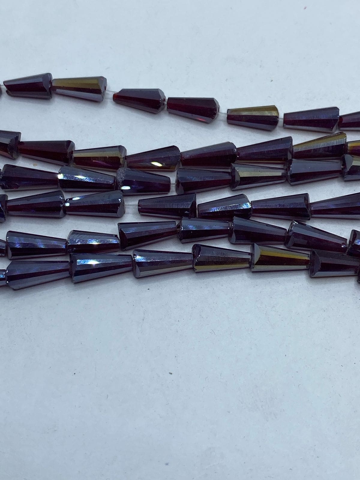 Gray Rainbow Conical Crystal Glass Beads