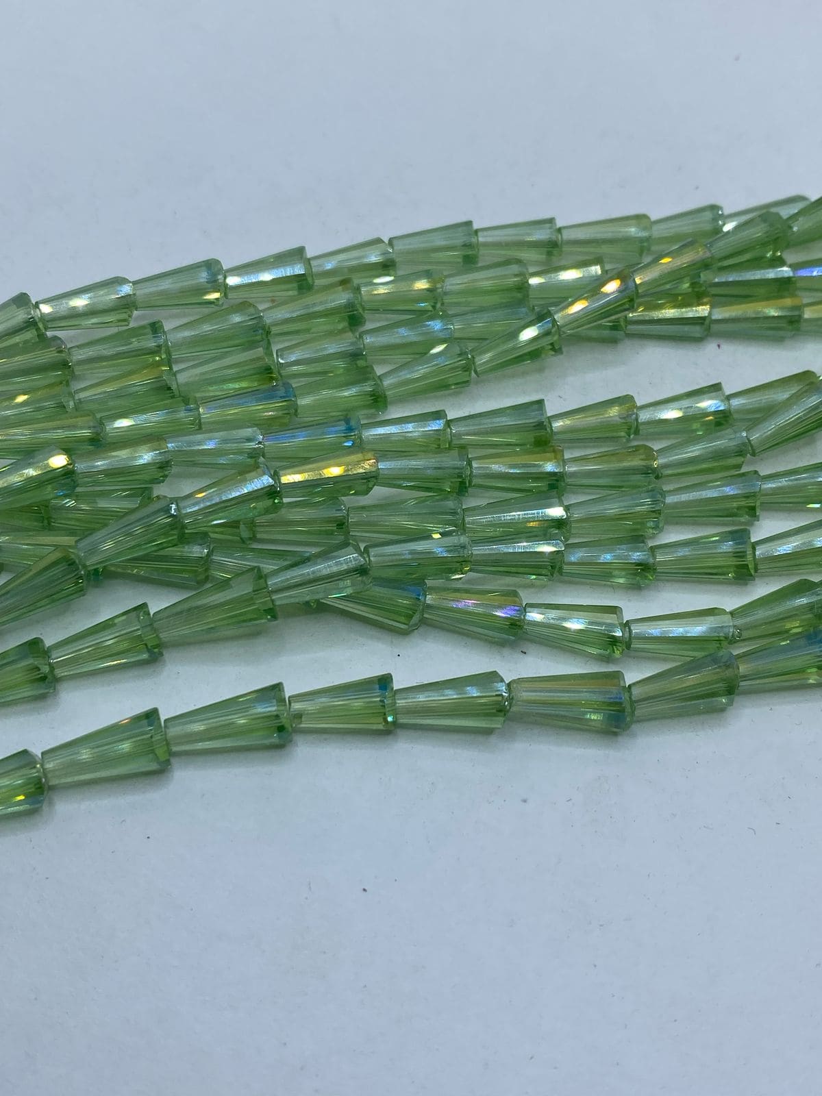 Green Transparent Conical Crystal Glass Beads