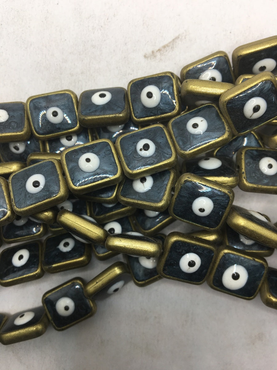 Black Rectangular Evil Eye Plastic Bead Strings