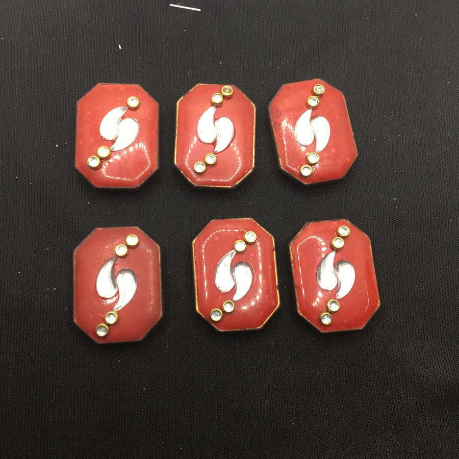 Red Octagonal Handcrafted Show Buttons