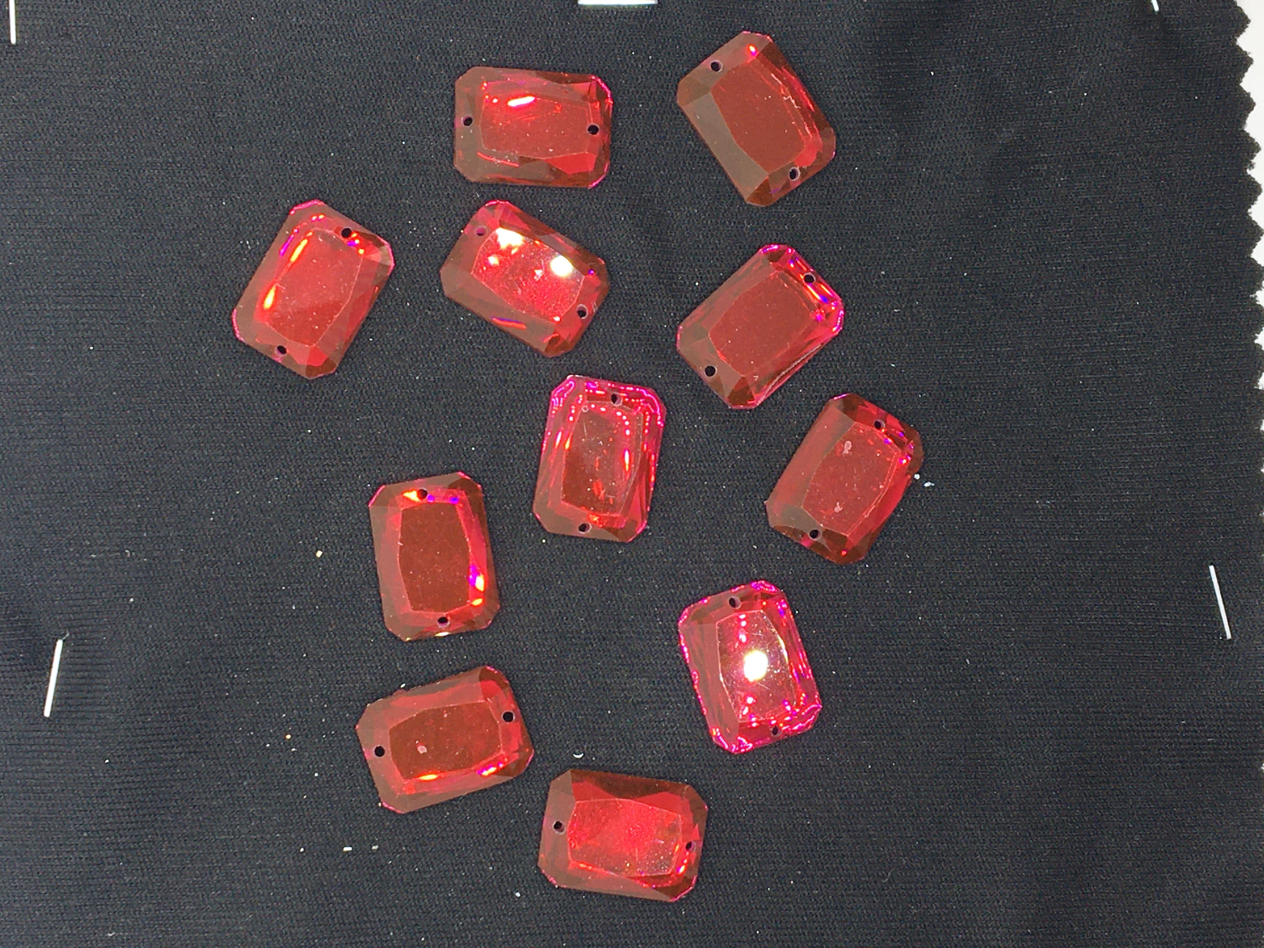 Red Rectangular Resin Stones
