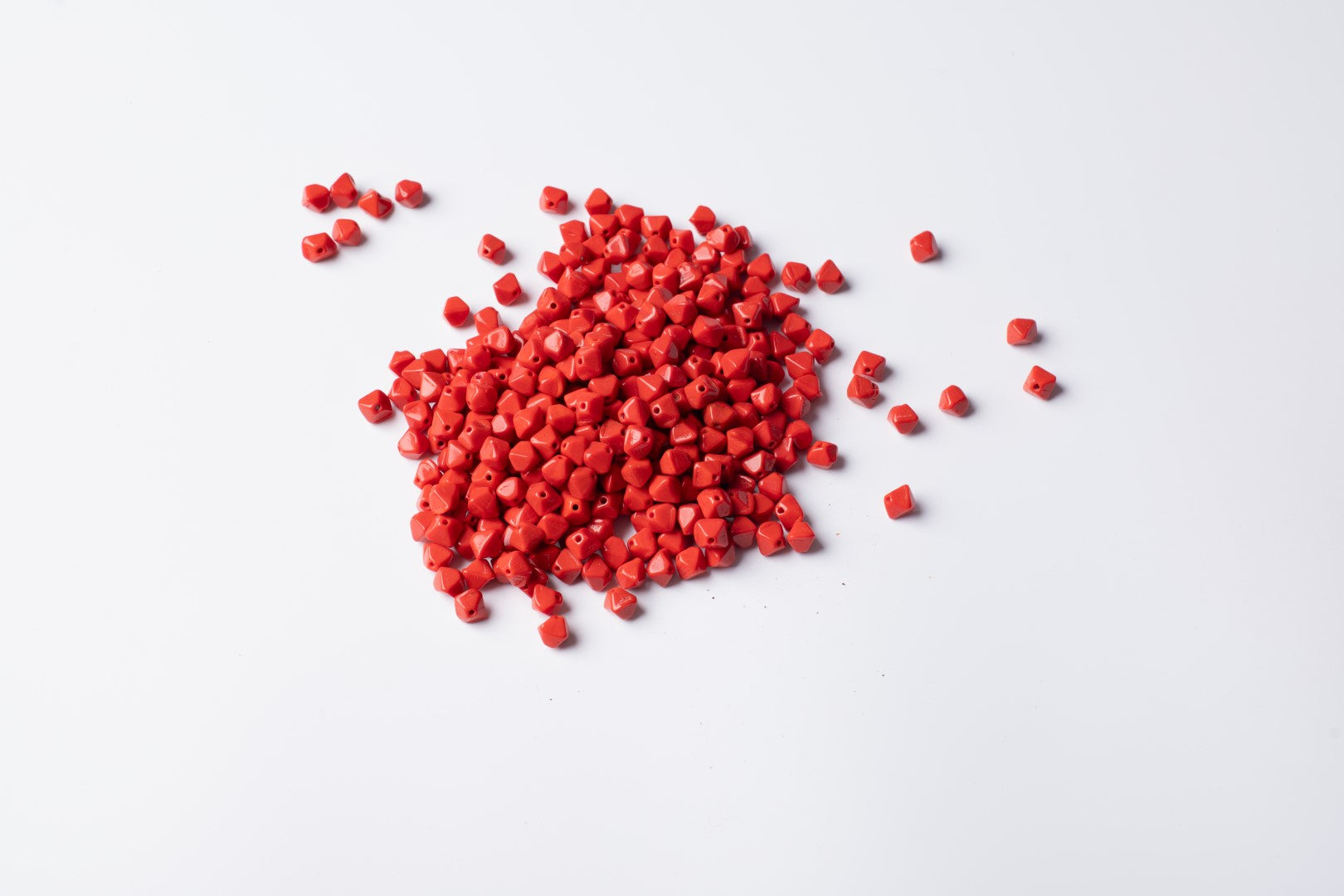 Pressed Red Glass Czech Beads