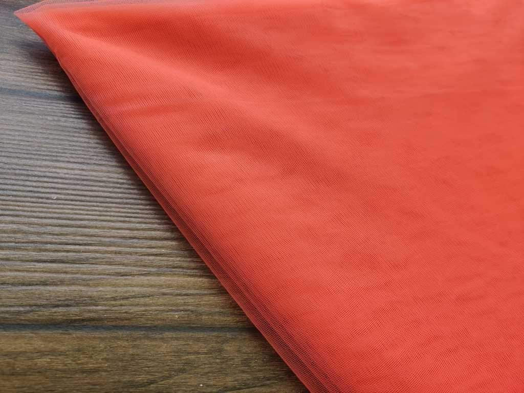 Rust Orange Soft Net Fabric