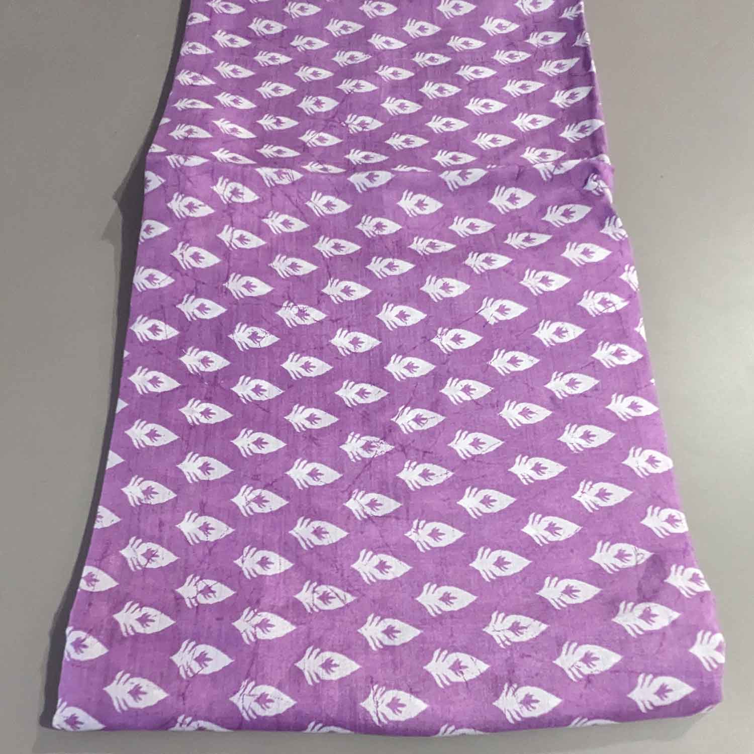 Purple & White Motifs Viscose Muslin Silk Fabric