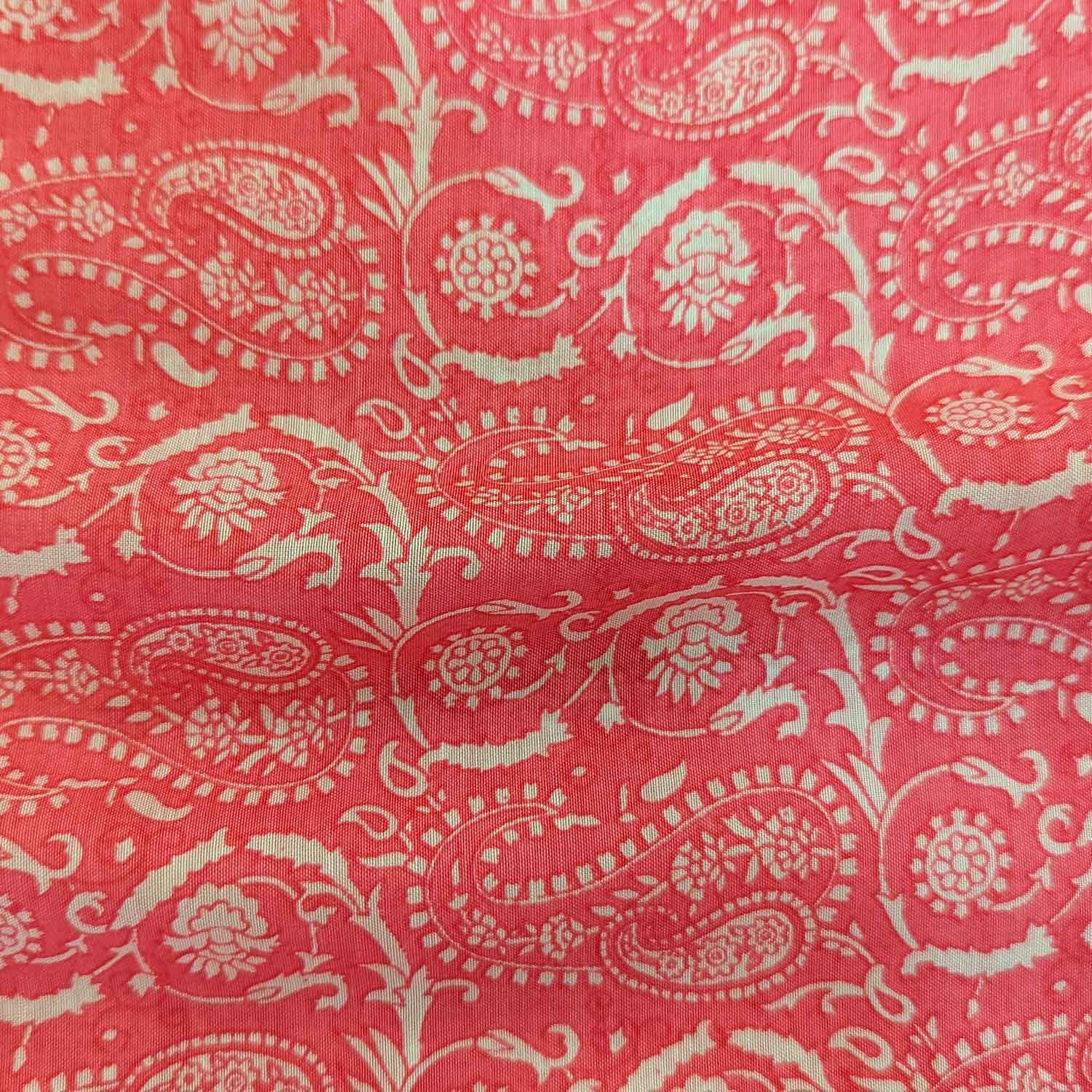 Pink Floral Muslin Silk Fabric