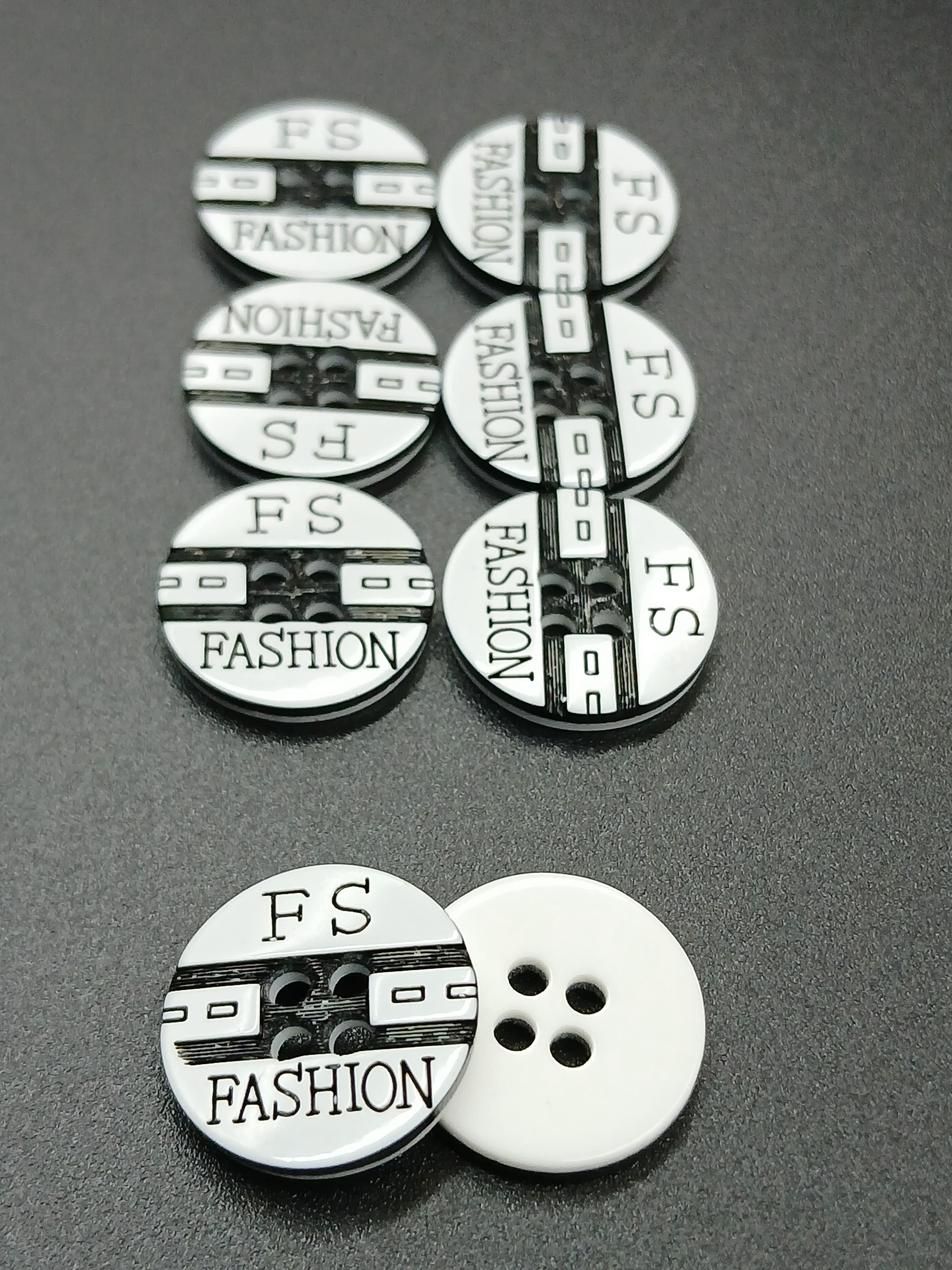 Black & White Circular 4 Hole Plastic Buttons
