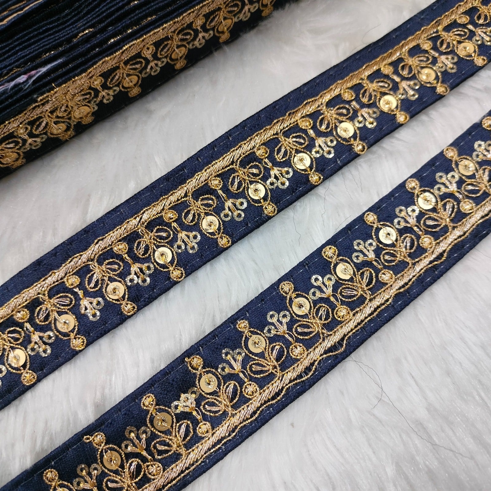 Navy Blue Fancy Zari Trim