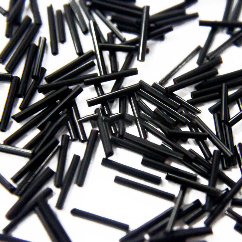 Jet Black Opaque Bugle Beads