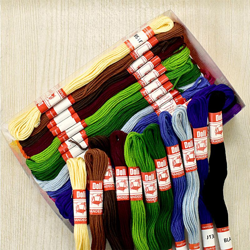 Multicolour 25 Shades Hand Embroidery Stranded Cotton Threads -1 Box