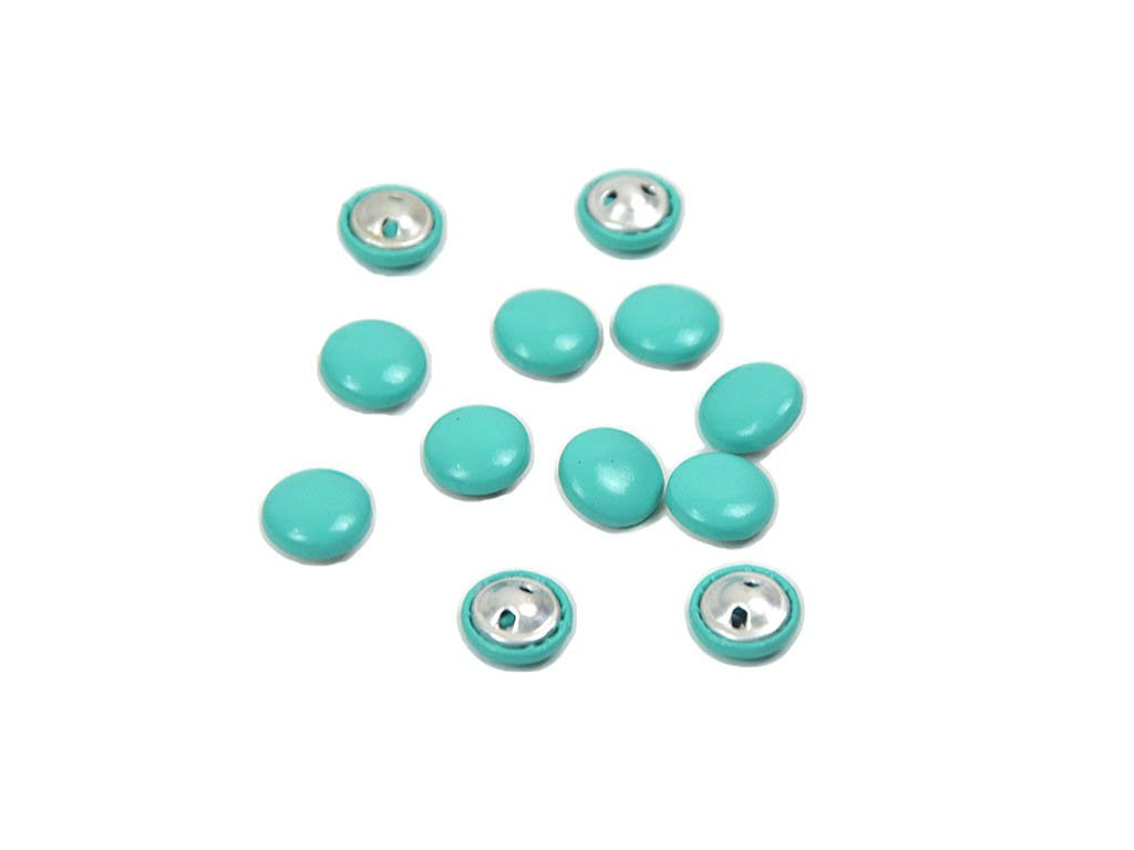 Turquoise Plain Mold Fabric Button