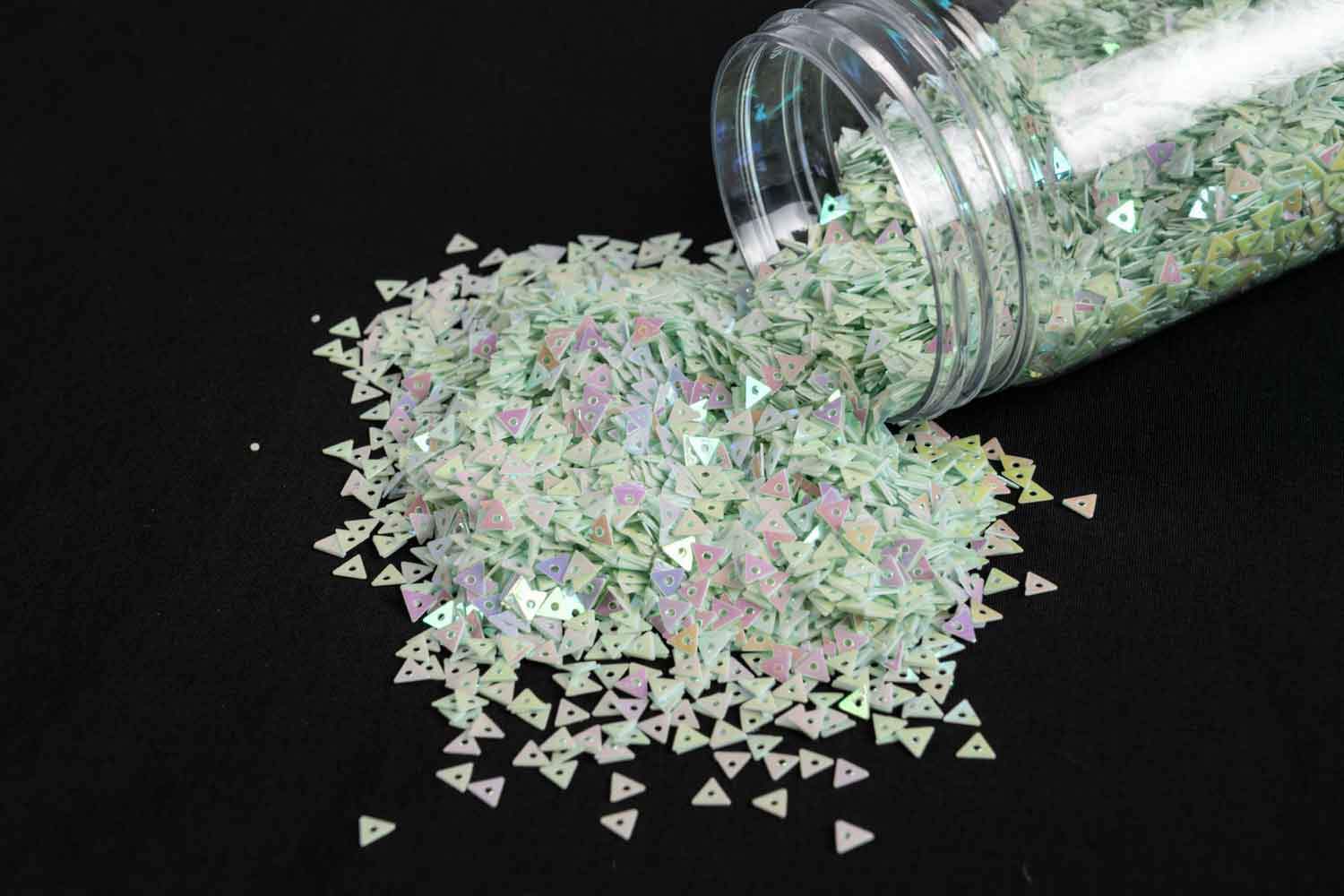 Pista Green Triangular Rainbow Plastic Sequins/Sitara