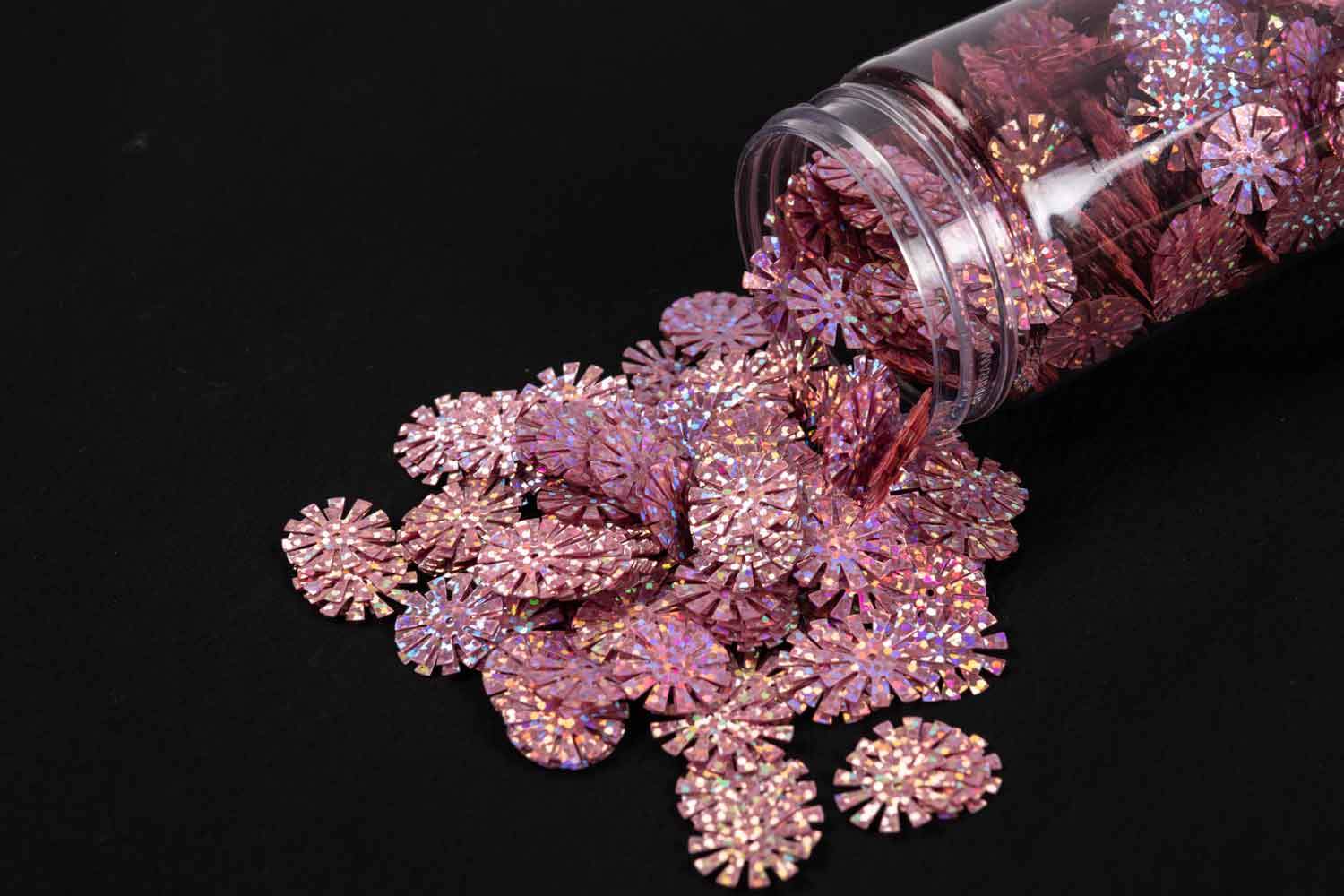 Pink Rainbow Flower Plastic Sequins/Sitara