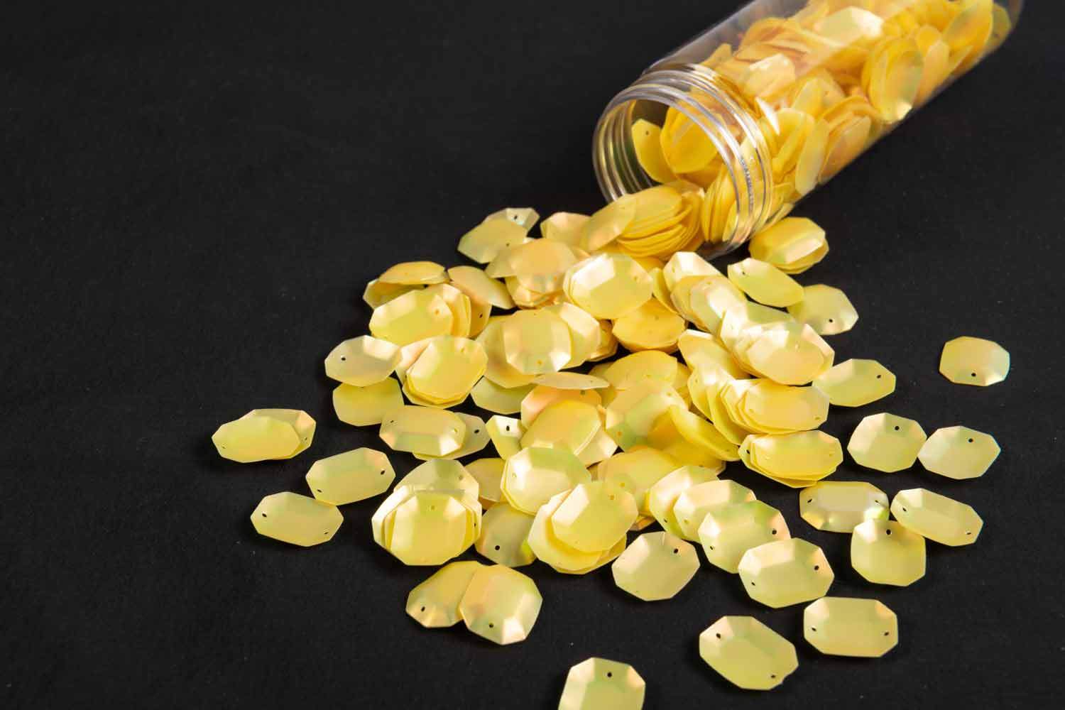 Yellow Octagonal Plastic Sequins/Sitara