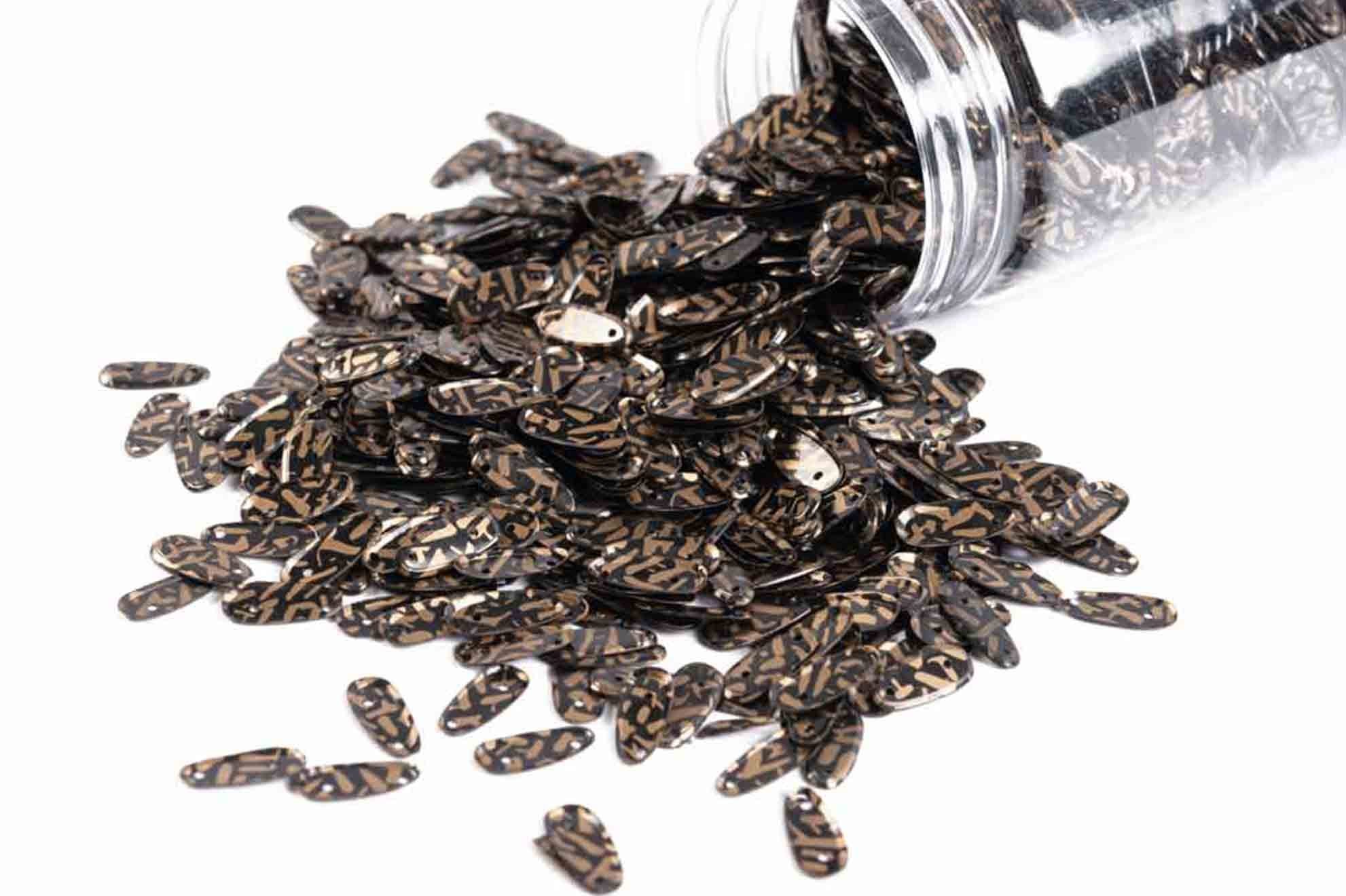 Black Golden Oval Plastic Sequins/ Sitara