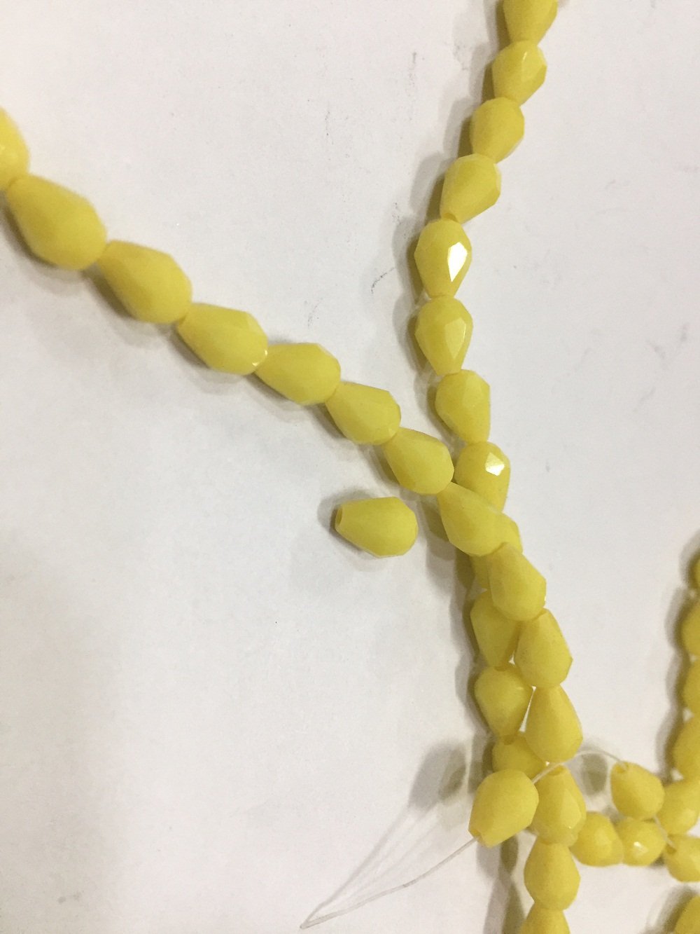 Light Yellow Opaque Drop Shaped Crystal Glass Beads
