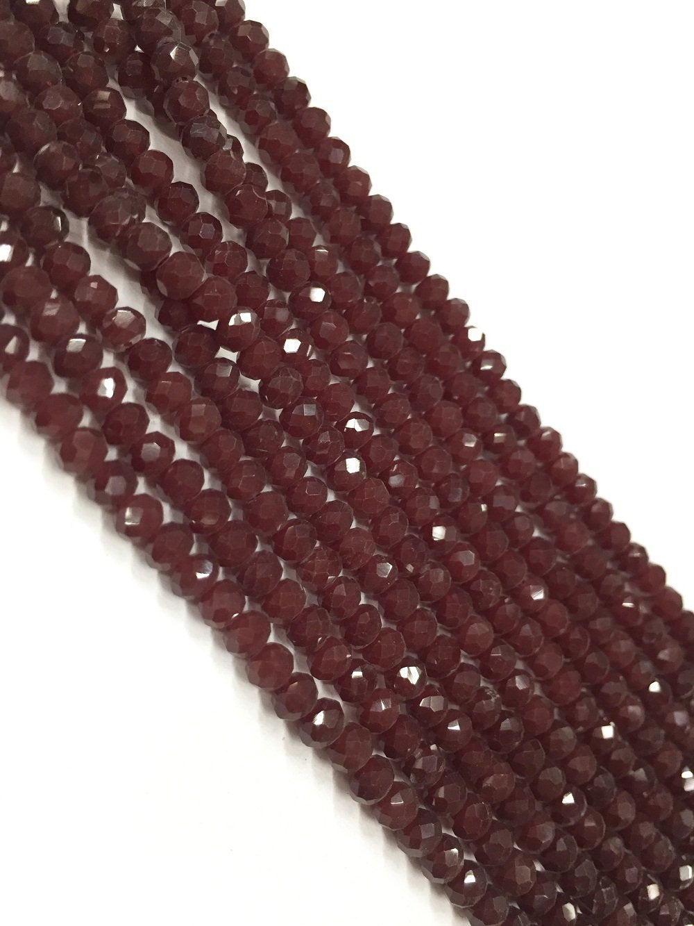 Maroon Opaque Tyre Crystal Glass Beads